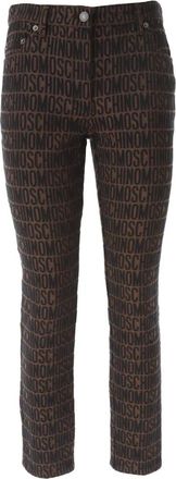 Moschino Femme, Pantalons, Brun, Taille: 40 FR Logo Pants
