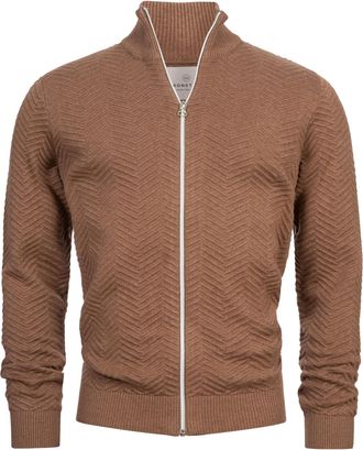 Kronstadt Herren KSCarlo Zip Strickjacke mit Stehkragen und Rei&szlig;verschluss | Fein-Strick Cardigan f&uuml;r M&auml;nner Monks Robe Mix, L