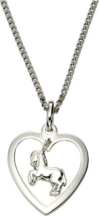 Zeeme Basic Halskette Silber 925 mit Herz und Pferde-Anh&auml;nger 45cm lang