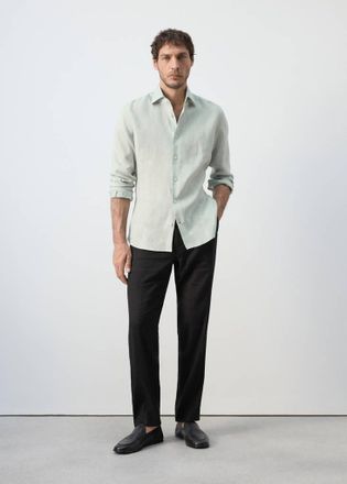 Mango Chemise slim-fit 100 % lin vert d&acute;eau - Homme - XXL - MANGO MAN
