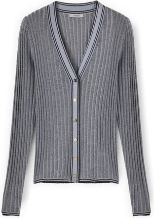 Motivi Femme, Pulls, Bleu, Taille: 36 FR Cardigan en maille c&ocirc;tel&eacute;e avec m&eacute;lange de lurex