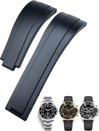 Generic 20 mm 21 mm Gummi für GMT Yacht-Master OYSTERFLEX Armbänder mit Silikonarmband und Faltschließe