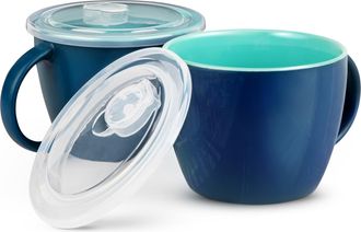 Kook Kook Keramik-Suppentassen mit Griff, bel&uuml;fteter Kunststoffdeckel, perfekt f&uuml;r Haferflocken &uuml;ber Nacht, mikrowellengeeignet, Reisebecher, f&uuml;r Kaffee, M