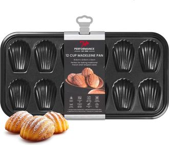 Tala Madeleine-Backform Performance mit 12 Mulden, Professionelles Karbonstahl mit Premium Eclipse Antihaftbeschichtung, Kuchenform