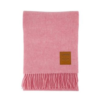 Ganni Rosa Woll Doppelseitiger Schal - - Accessories - Damen - Rosa - ONE SIZE