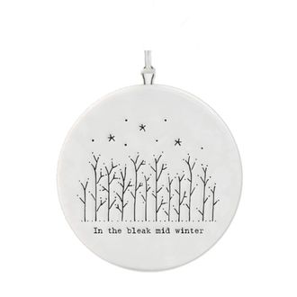 East of India East Of India Flache Porzellankugel Bleak Mid Winter Weihnachtsdekoration