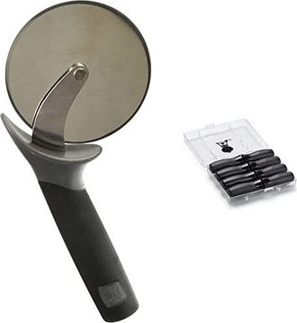 Weber 6690 Original Pizzaschneider, Pizzaroller, Pizzamesser, ergonomischer Griff & 6489 Maiskolbenhalter-Set, 8 Stück, Picknick, Grillen, Gartenparty