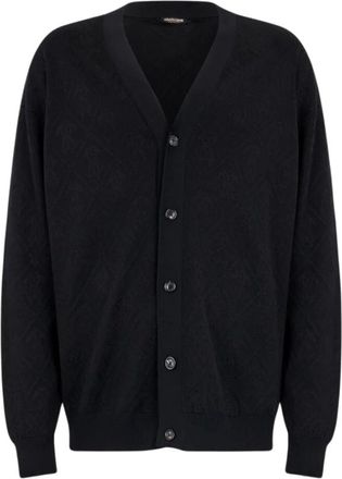 Roberto Cavalli Homme, Pulls, Noir, Taille: S RC Motif Cardigan