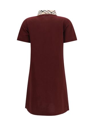 Burberry Womens Polo-Style Cotton Dress Vineyard Red