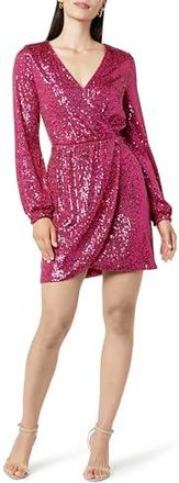 The Drop Robe Portefeuille pour Femme, Helena, à Sequins, Rose Lumineux, Taille XS
