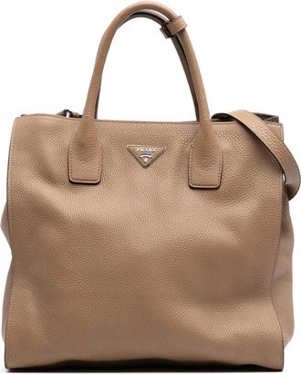 Prada Hobo Bags - Vitello Daino Open Convertible Tote - Gr. unisize - in Braun - f&uuml;r Damen