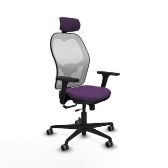 Piqueras y Crespo Ergonomischer Computerstuhl mit 3D-Armen, h&ouml;henverstellbare Lendenwirbelst&uuml;tze und h&ouml;henverstellbares Kopfteil, Wei&szlig;/Violett