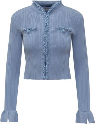 Self Portrait Femme, Pulls, Bleu, Taille: 42 FR Pearl Cardigan