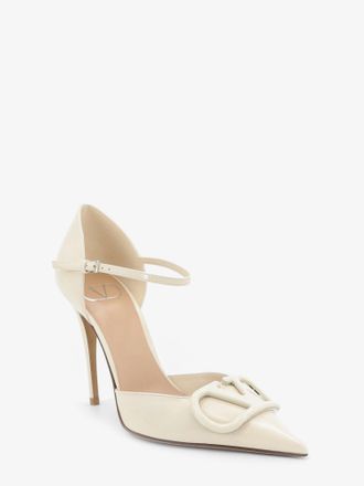 Valentino Garavani Womens Dorsay Patent Pumps Vlogo Signature Blue Leather High Heel Shoes