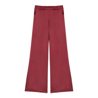 Oltre Palazzo-Hose aus Viskosesatin - - Trousers - Damen - Rot - L