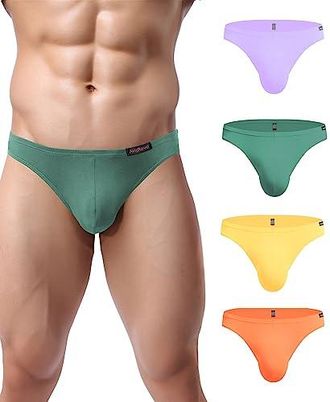 Avidlove Lot de 4 slips en micro-modal pour homme - Doux comme de la soie, Violet clair/vert/jaune/orange, XL