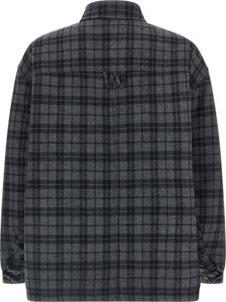Willy Chavarria Check Patterned Wool Overshirt - Charcoal