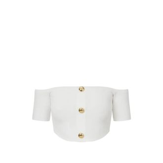 Elisabetta Franchi Cropped Strickoberteil - - Blouses & Shirts - Damen - Wei&szlig; - S