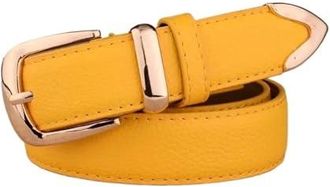 Generic Ceinture en cuir tendance décontractée pour femme avec boucle en alliage et surface peinte - Ceinture polyvalente pour toutes les occasions, jaune, 10