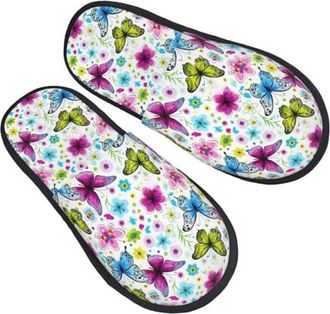 Generic Hiver Pantoufles Papillon Printanier Color&eacute; Unisexe Pantoufles En Feutre Doux Chausson Hotel Pour Voyage Chambre Femmes L