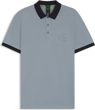 BOSS Herren Polo GL Feuchtigkeitsableitendes Poloshirt aus elastischem Baumwoll-Mix mit Piqué-Struktur Dunkelgrau L