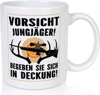 Generic Votsicht Jungjäger | In Deckung | Neuling beim Jagen - Tasse Weiss - Kaffeetasse/Geschenk/Familie