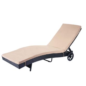 Mendler Sonnenliege HWC-D80, Gartenliege Relaxliege Liege, Poly-Rattan - anthrazit, Kissen beige