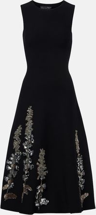Oscar De La Renta Besticktes Midikleid aus Jacquard