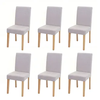 Hhg Hhg - Set 6x Sedie Littau Tessuto Soggiorno Cucina Sala Da Pranzo 43x56x90cm Avorio Beige Piedi Chiari
