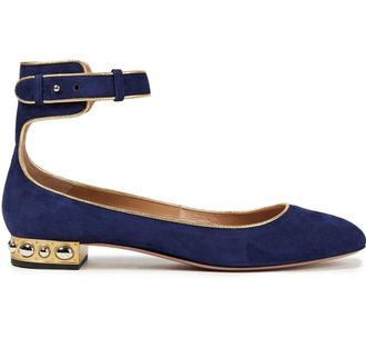 Aquazzura Lucky Star embellished suede ballet flats Size 38