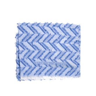Emporio Armani Fringed Trim Geometrische Fantasie Modal Viskose - - Accessories - Damen - Blau - ONE SIZE