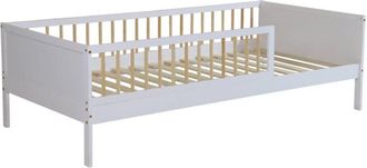 Sweeek Sweeek - Lit enfant 90 x 190 cm pin naturel sommier &agrave; lattes inclus blanc - Elio
