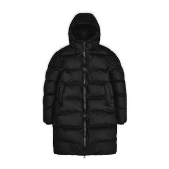 Rains Lange Schwarze Pufferjacke - - Jackets - Damen - Schwarzk - L