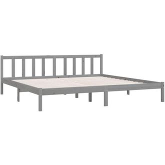vidaXL Massivholzbett Grau Kiefer 200x200 cm Vidaxl
