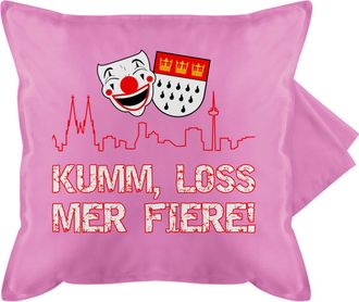 Shirtracer Kissenbezug - & Fasching - Kissen - Kumm Loss mer fiere K&ouml;lle Alaaf I K&ouml;ln Wappen Karneval I Karnevalskost&uuml;m Clown - 50 x 50 cm - Pink - karnevalskiss