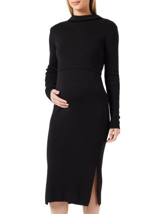 Noppies Damen Dress Foumbot Nursing Long Sleeve Kleid, Black - P090, 42 EU