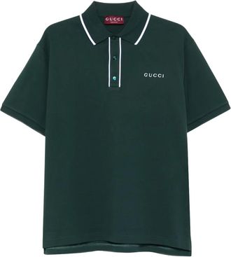 Gucci logo-embroidered polo shirt - Gr&uuml;n