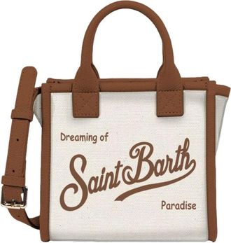 MC2 Saint Barth Femme, Sacs, Blanc, Taille: ONE Size Mini Sac &agrave; Main Avec Bandouli&egrave;re en Cuir