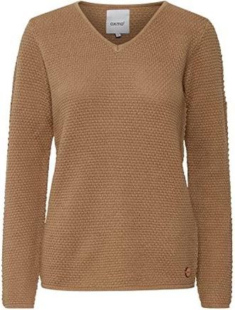 Oxmo OXHanna Femme Pull en Maille Fine Pull &agrave; col V 100% Coton Regular Fit, Taille:L, Couleur:Kelp (171022)