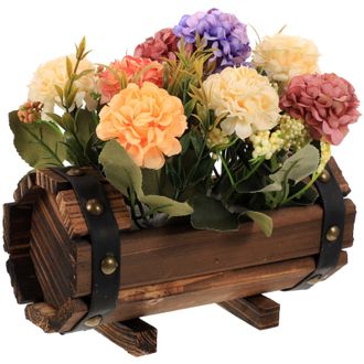 Cabilock K&uuml;nstliche Hortensienblumen im Holztopf Langlebige Kunstblume f&uuml;r Hochzeitsdeko Rustikale Wohndekoration f&uuml;r Garten und Party