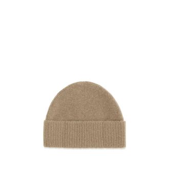 Ami AMUBO005KN0135A278BB Wool Ribbed Knit Beanie - Beige