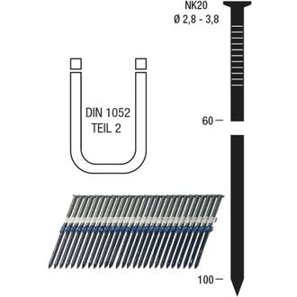No Brand Nagelstreifen NK20 2,8 x 70 mm hbk blank geharzt Kunststoffgebunden 20 Grad
