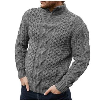 Generic NAFING Pull Camionneur Homme Hiver, Pull Homme Hiver Slim Fit Sweater Chaud &Agrave; Col Montant Pull Pull Camionneur Homme Tricot Fin Et &Eacute;pais Casual Sweat 