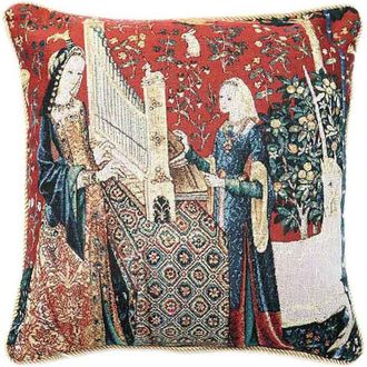 SIGNARE Ungew&ouml;hnlich Mode Kissenbezug/Kissenh&uuml;llen 45x45cm Tapisserie Kissen Couch Hause - Lady and Unicorn/Sense of Hearing CCOV-Art-LU-HE
