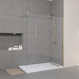 Aurlane Aurlane - pack paroi de douche 160x200cm verre transparent - barre de fixation extensible et profil or bross&eacute;