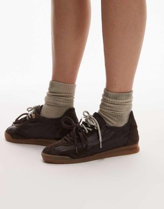 Bronx Cli-oo - Leder-Sneaker zum Schn&uuml;ren in Braun mit Gummisohle-Brown