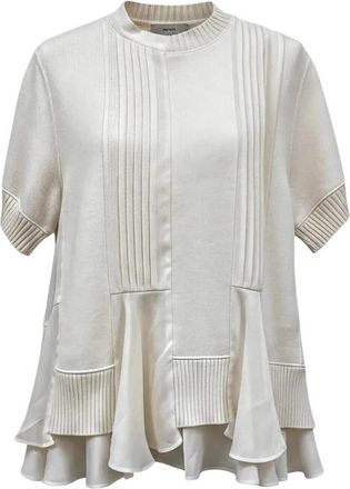 sacai Rundhalspullover - Wei&szlig;