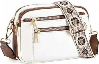 Generic Sac multifonction classique pour femme, sac &agrave; bandouli&egrave;re &agrave; fermeture &eacute;clair, petit sac carr&eacute;, adapt&eacute; pour le bureau, blanc, Taille unique
