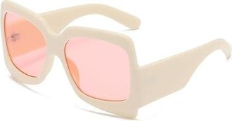 Generic Lunettes De Soleil Vintage &Agrave; Grande Monture For Hommes Et Femmes, Id&eacute;ales For Les F&ecirc;tes Et Les S&eacute;ances Photo.(Beige)