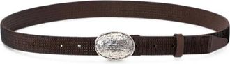 Brunello Cucinelli Homme, Accessoires, Brun, Taille: 100 CM Ceinture tress&eacute;e en cuir de veau textur&eacute;